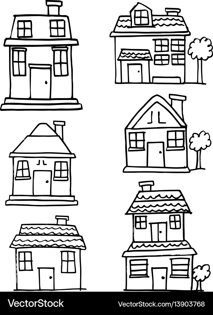 Doodle of building style collection Royalty Free Vector