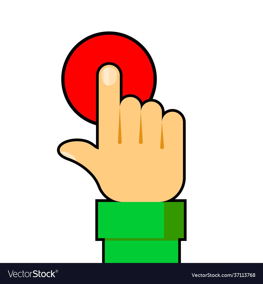 Hand push start button Royalty Free Vector Image