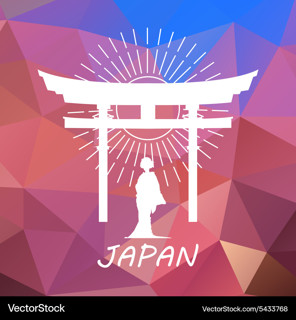 Japan label or logo over geometric background Vector Image