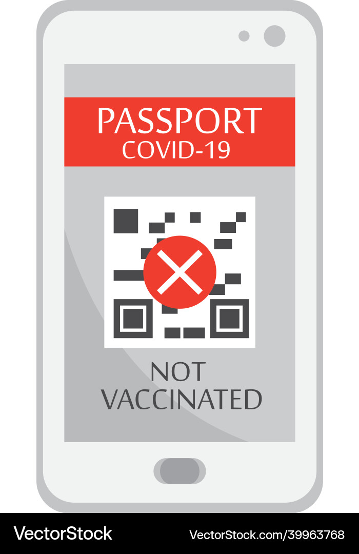 Passport covid19 19 not vaccinated Royalty Free Vector Image