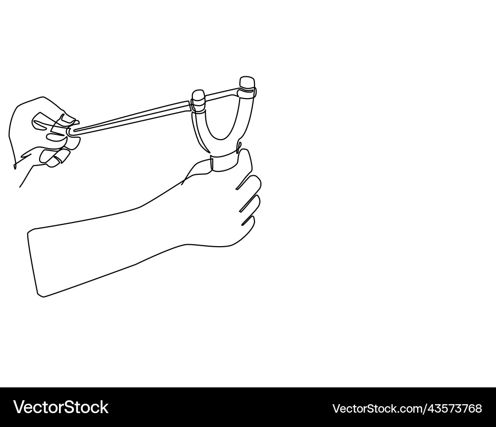 Single one line drawing hand holding wooden Vector Image