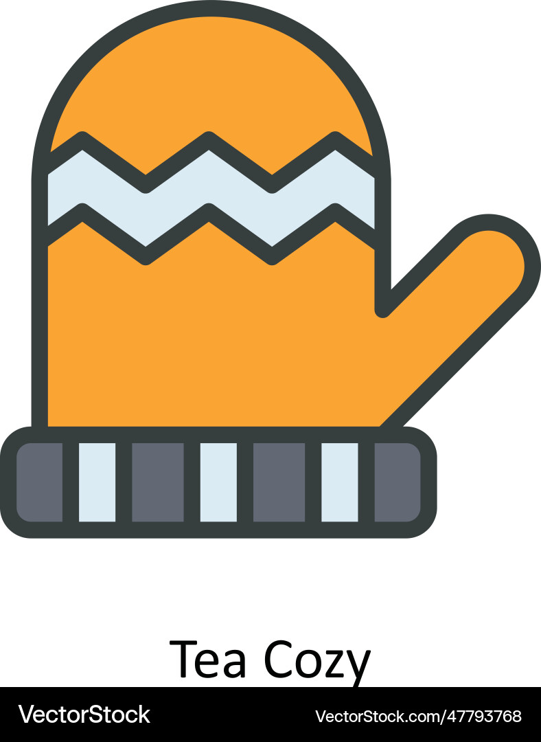Tea cozy fill outline icon design Royalty Free Vector Image