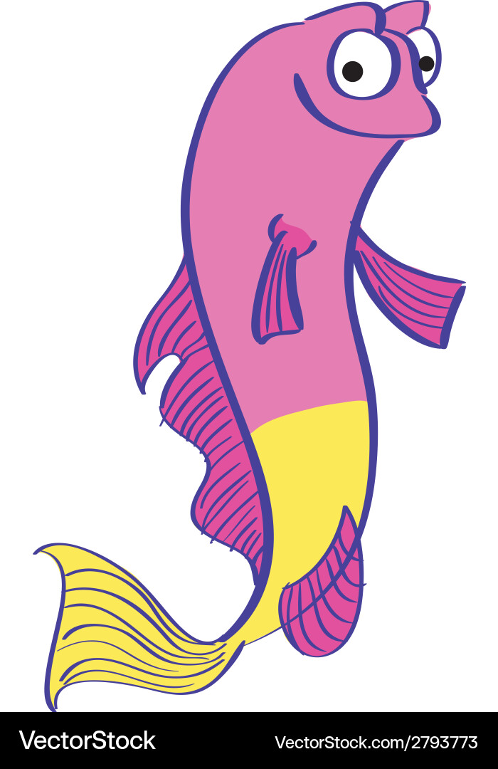 A happy purple fish on white background Royalty Free Vector
