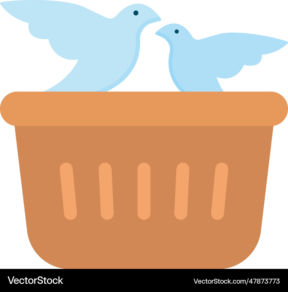 Birds in basket icon image Royalty Free Vector Image