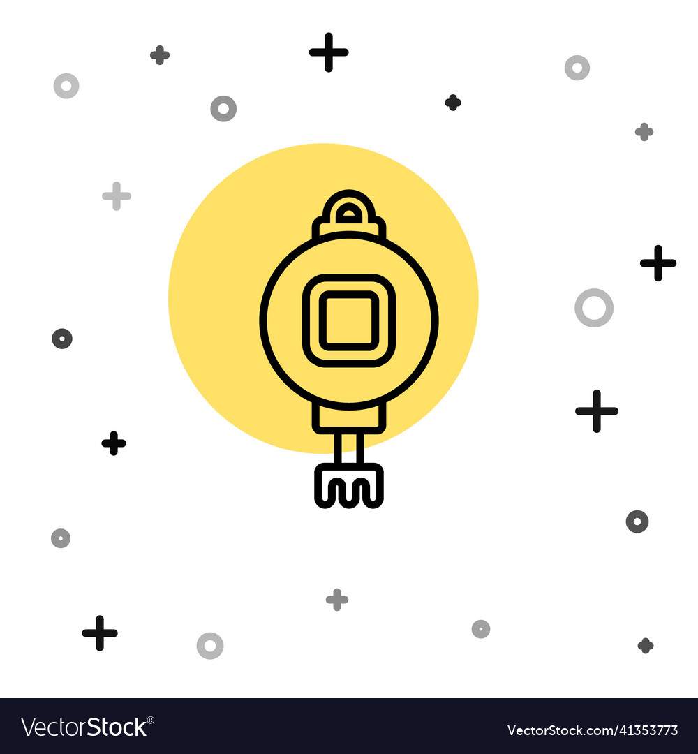 Black Line Chinese Paper Lantern Icon Isolated Vector Image