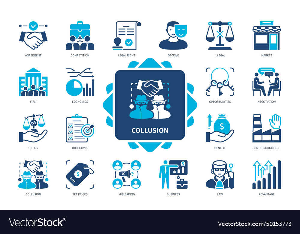 Collusion solid icon set Royalty Free Vector Image