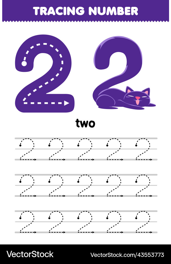 Education game for children tracing number two Vector Image