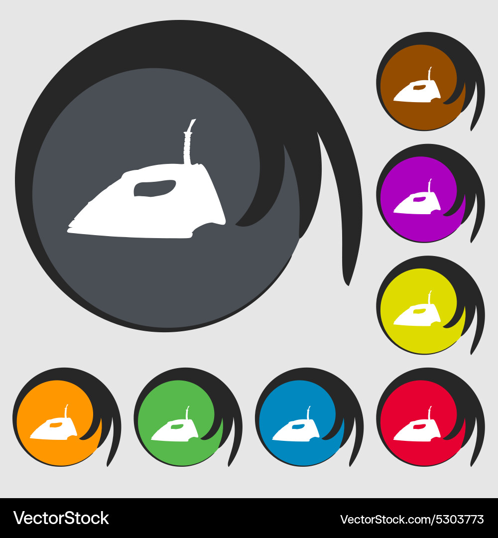 Iron icon sign Symbol on eight colored buttons Vector Image