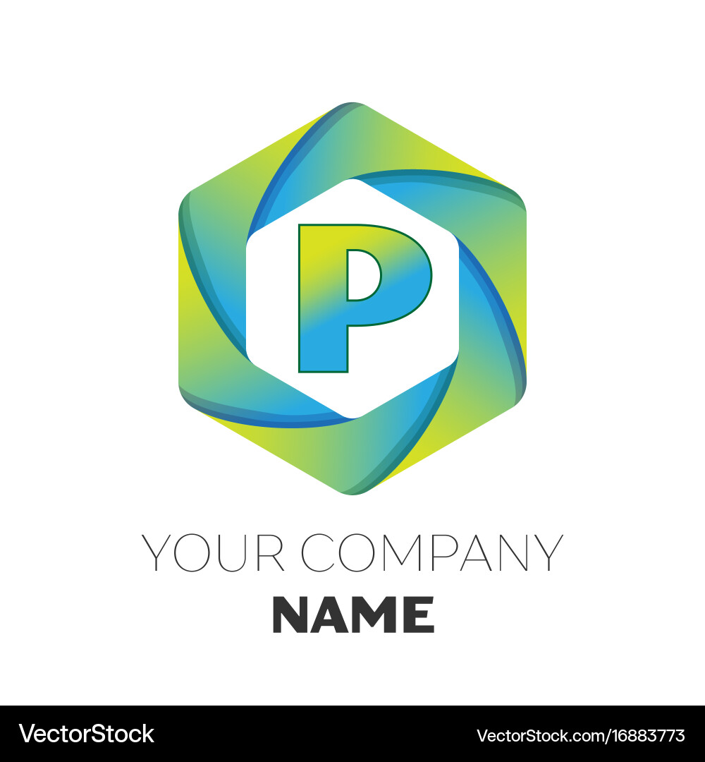 Letter p logo symbol on colorful hexagonal Vector Image