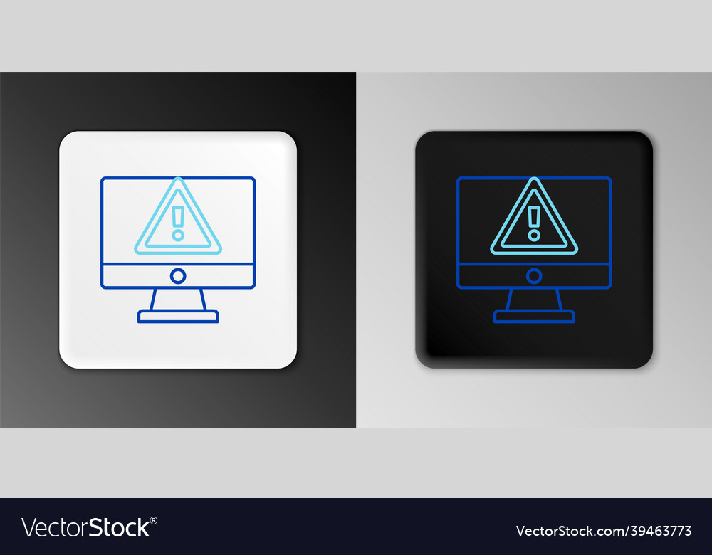 Line computer monitor with exclamation mark icon Vector Image