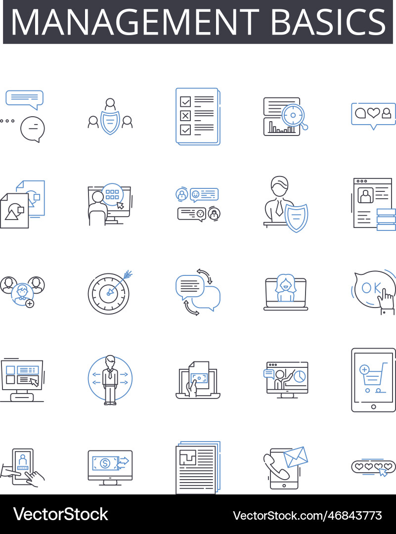Management basics line icons collection financial Vector Image