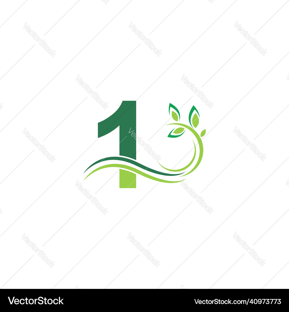 Number 1 icon with floral logo design template Vector Image