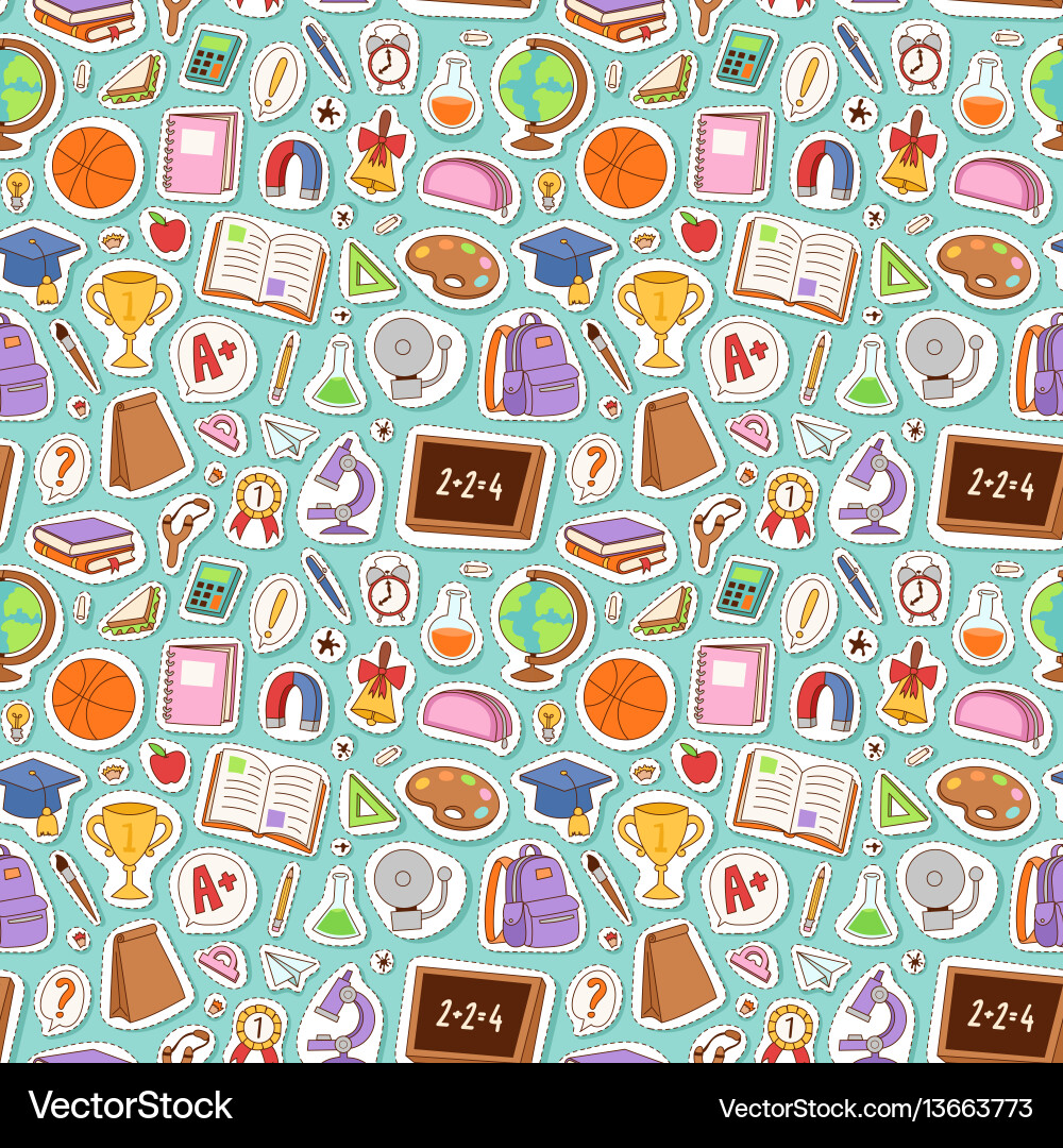 School icons seamless pattern background Vector Image