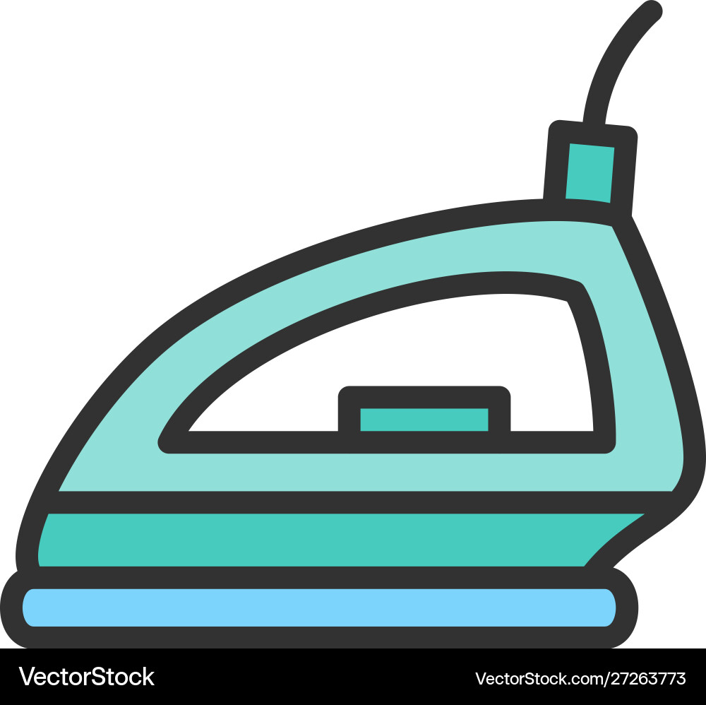 Steam iron flat color line icon Royalty Free Vector Image