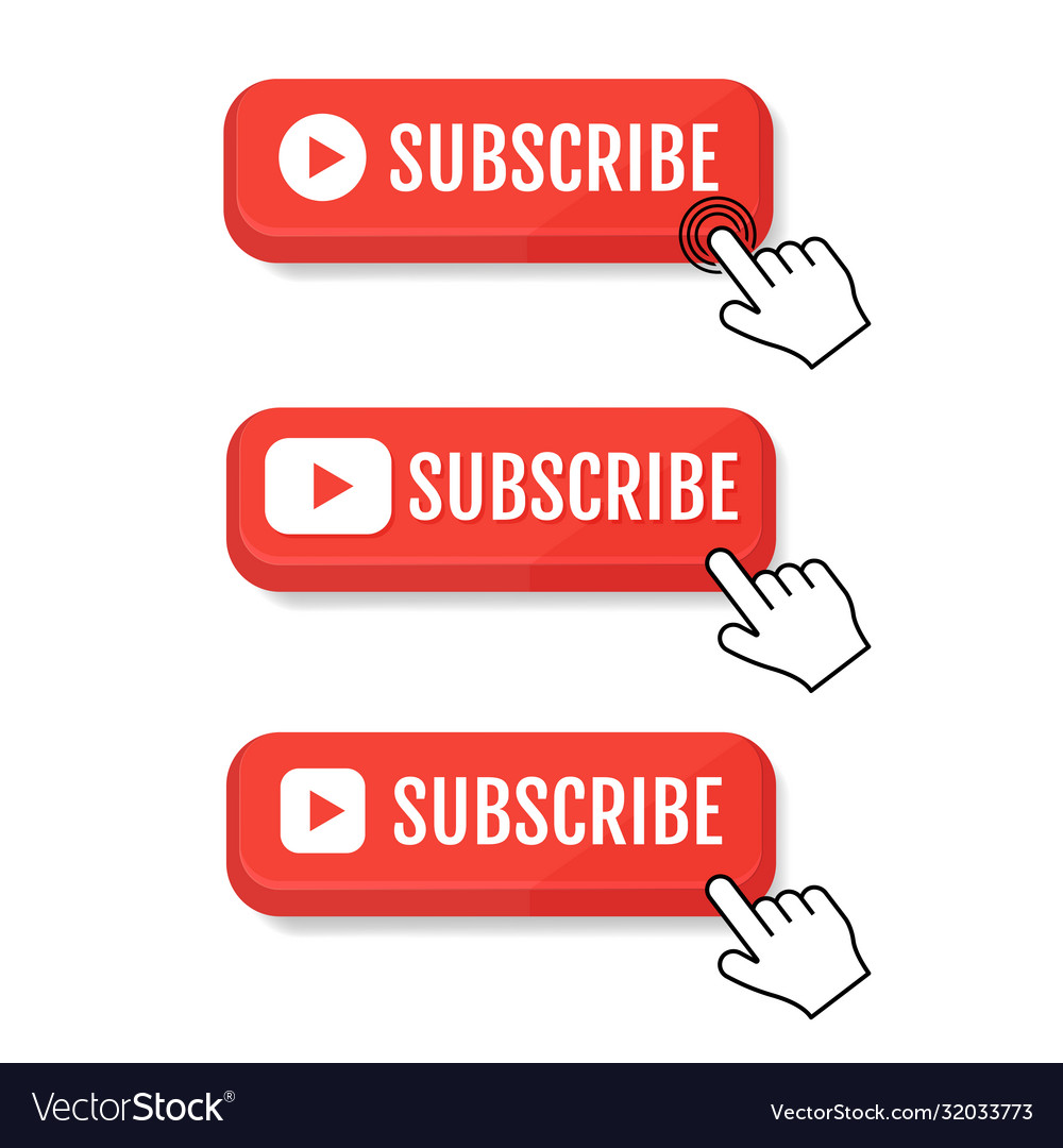 Subscribe call button and hand cursor red Vector Image