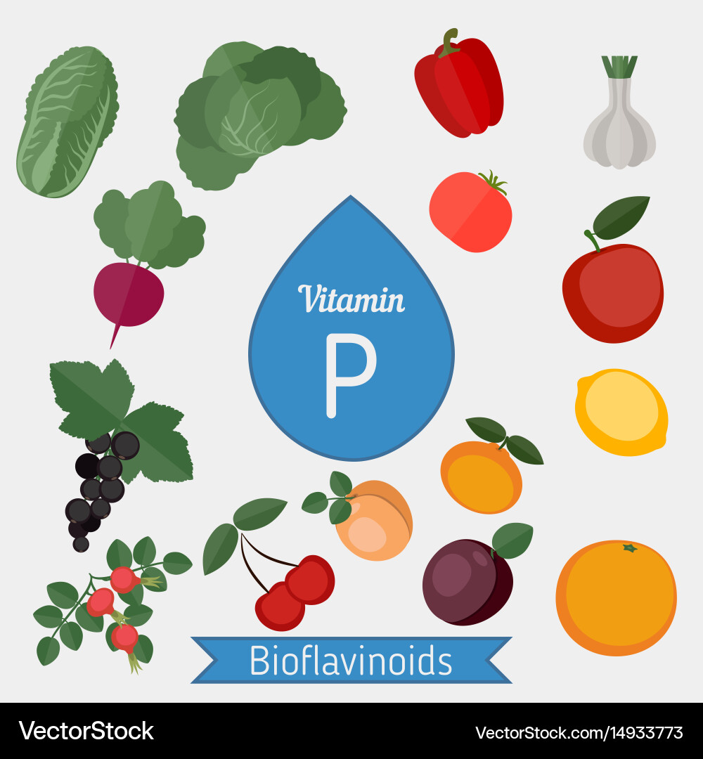 Vitamin p or bioflavonoids infographic Royalty Free Vector