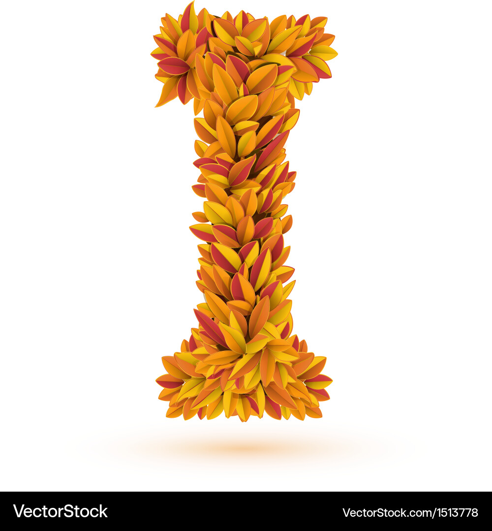 Autumn fall bright orange leaves letter Royalty Free Vector