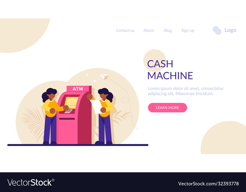 Concept automated teller machine woman use atm Vector Image