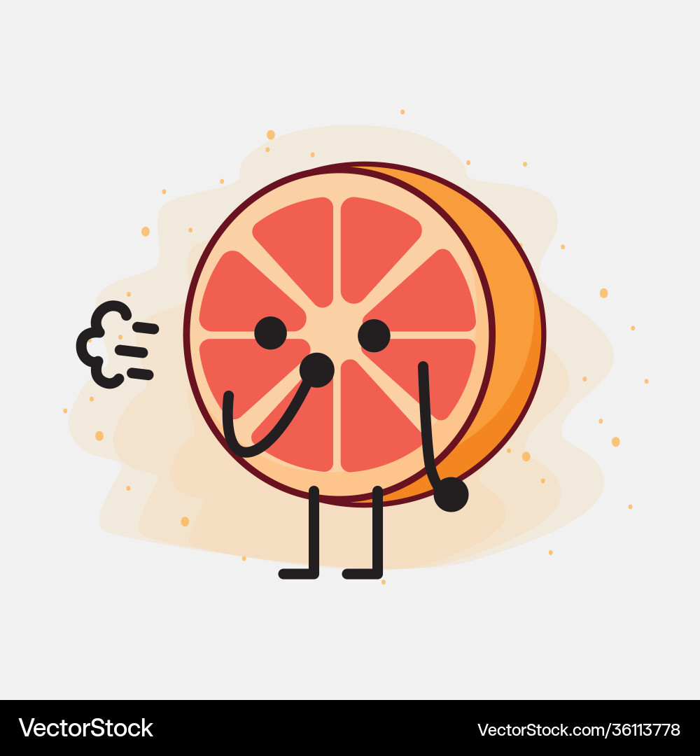 Cute orange grapefruit mascot character Royalty Free Vector