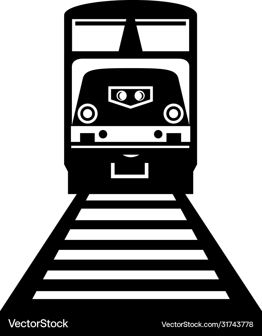 Diesel locomotive train front view retro black Vector Image