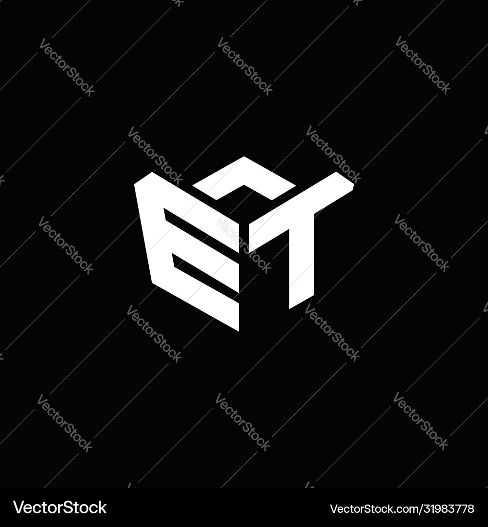 Et logo monogram with emblem style ribbon design Vector Image