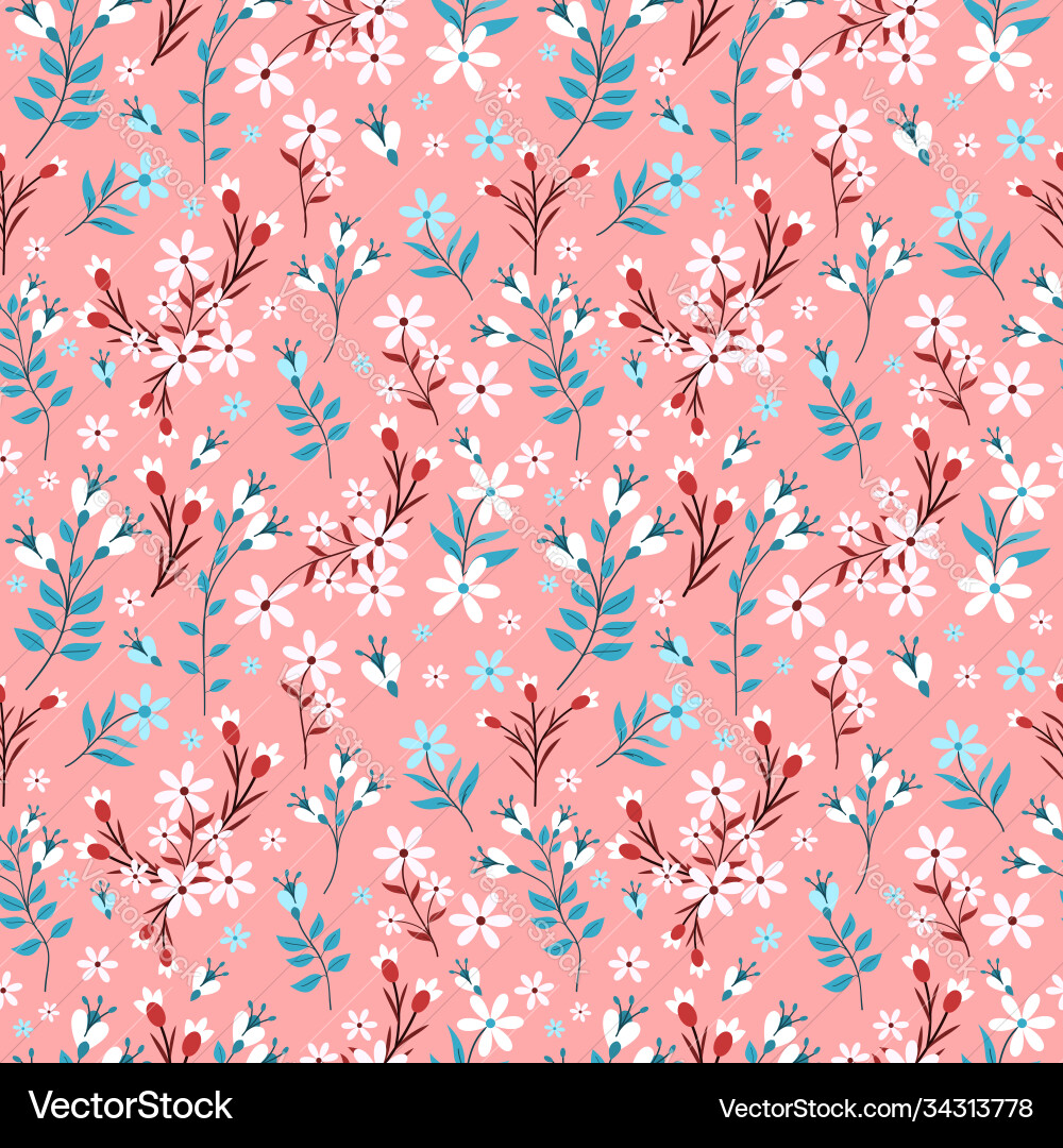 Flower pastel color seamless pattern with pink Vector Image