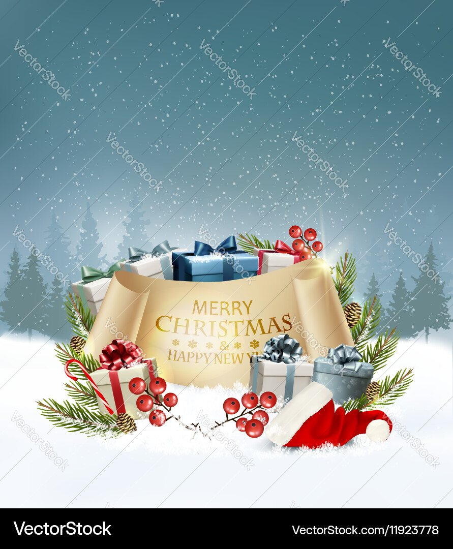 Holiday christmas background with a gift boxes Vector Image