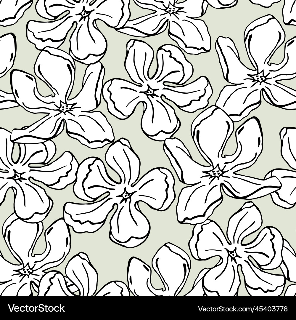 Magnolia flower seamless floral pattern hand Vector Image