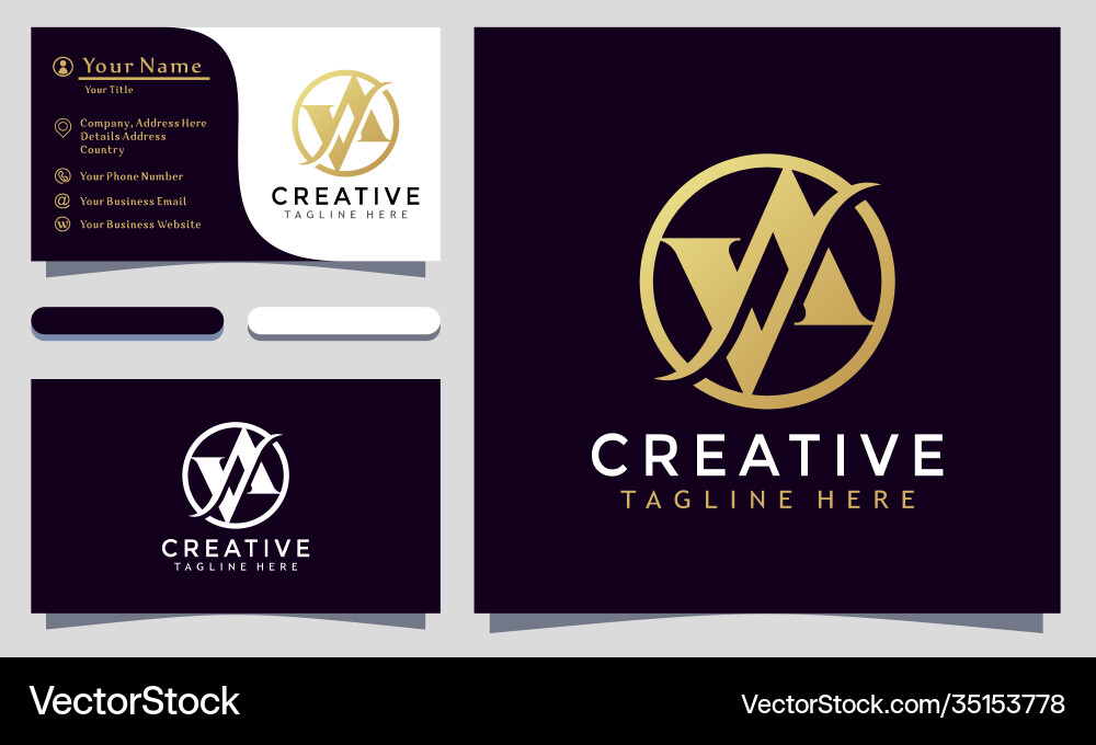 Modern elegant letter a v va logo design Vector Image