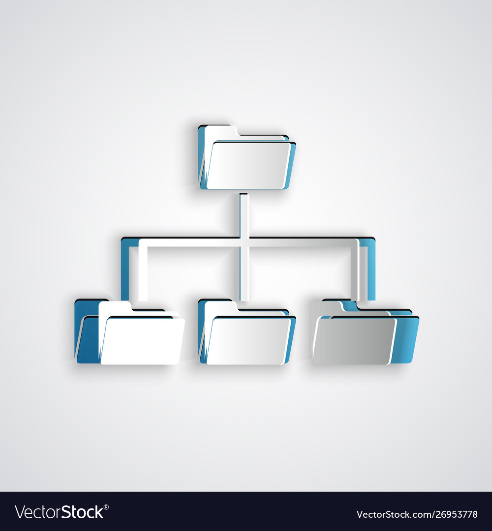 Paper cut folder tree icon isolated on grey Vector Image