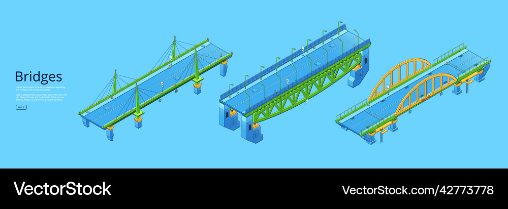 Poster with isometric bridges car road Royalty Free Vector
