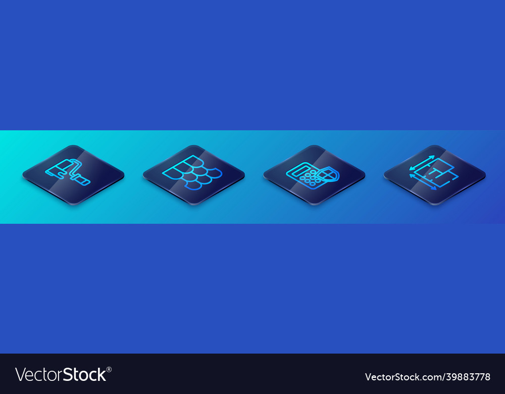 Set isometric line security keypad access panel Vector Image