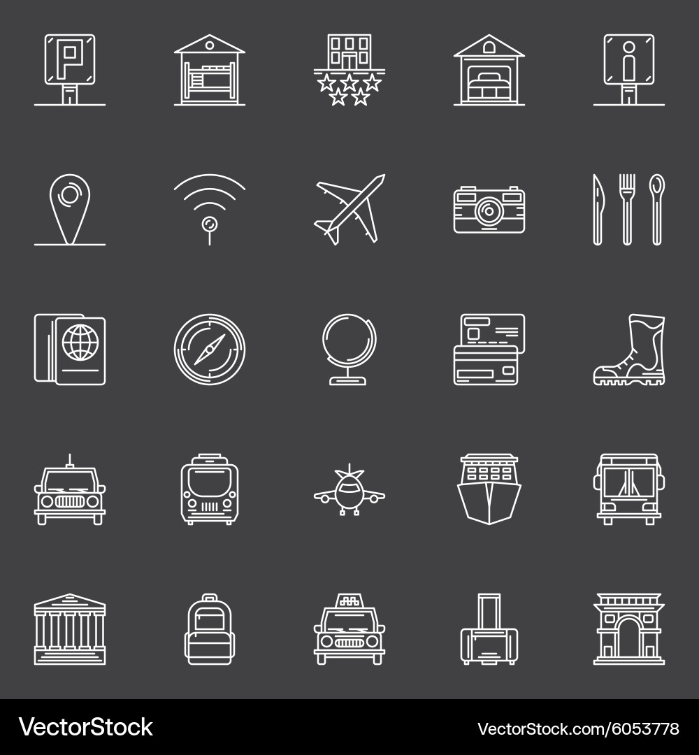 Travel white icons set Royalty Free Vector Image