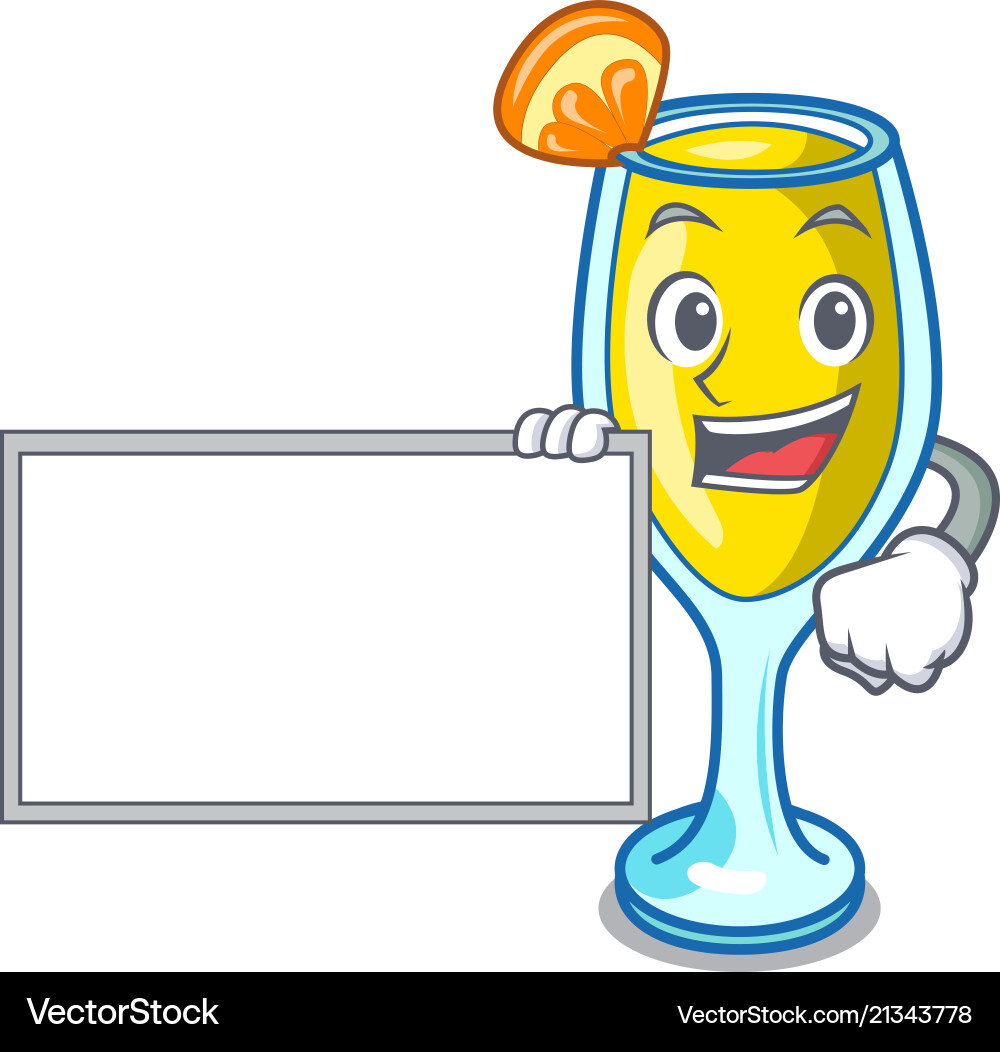 With board mimosa character cartoon style Vector Image