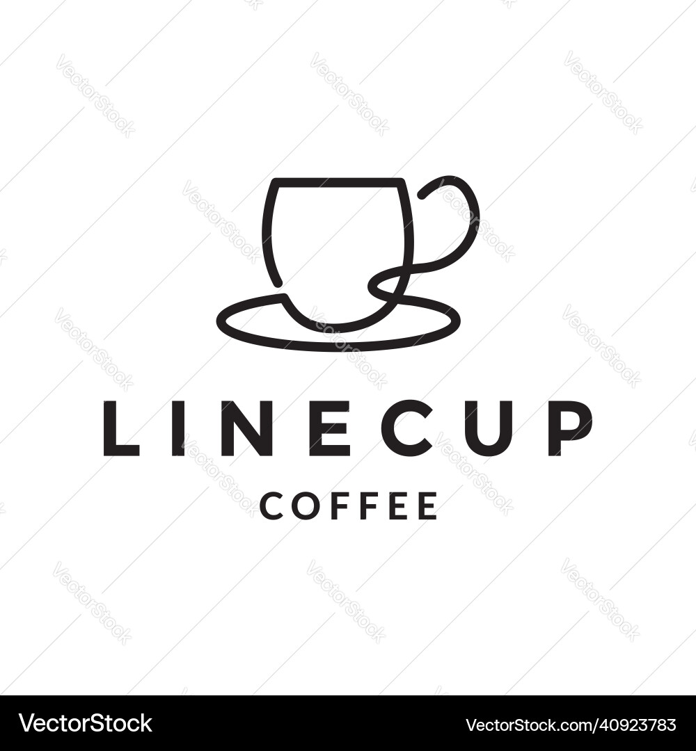 Continuous line cup of coffee or tea logo design Vector Image