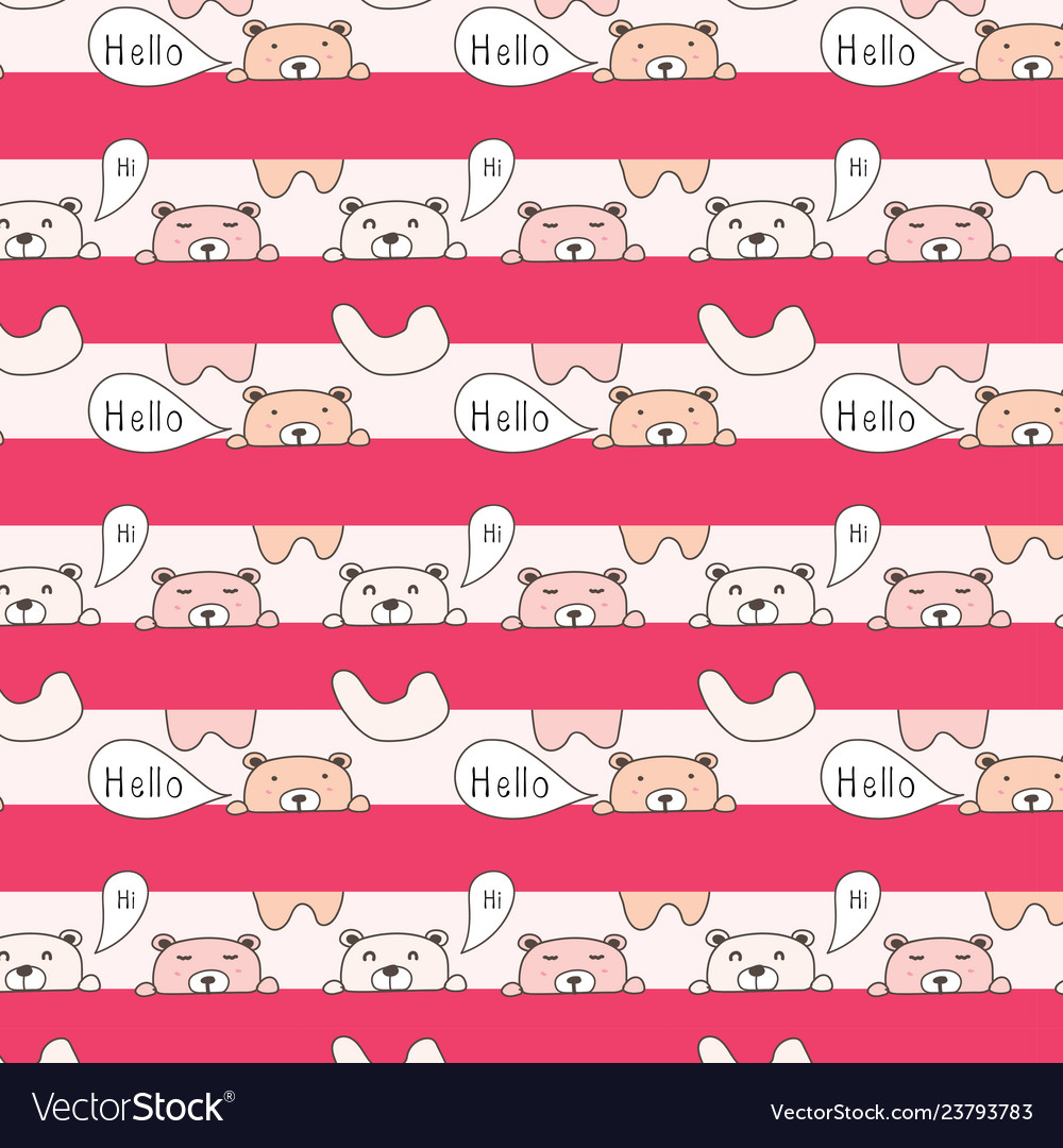 Cute bear pattern background Royalty Free Vector Image
