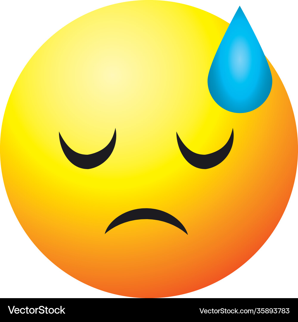 Downcast emoji face with sweat drop colorful Vector Image