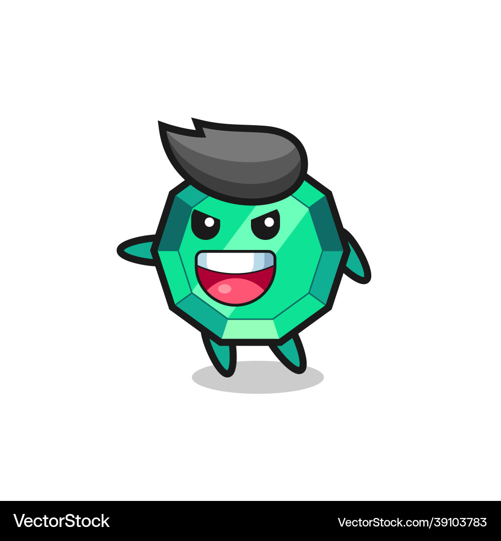 Emerald gemstone cartoon with very excited pose Vector Image