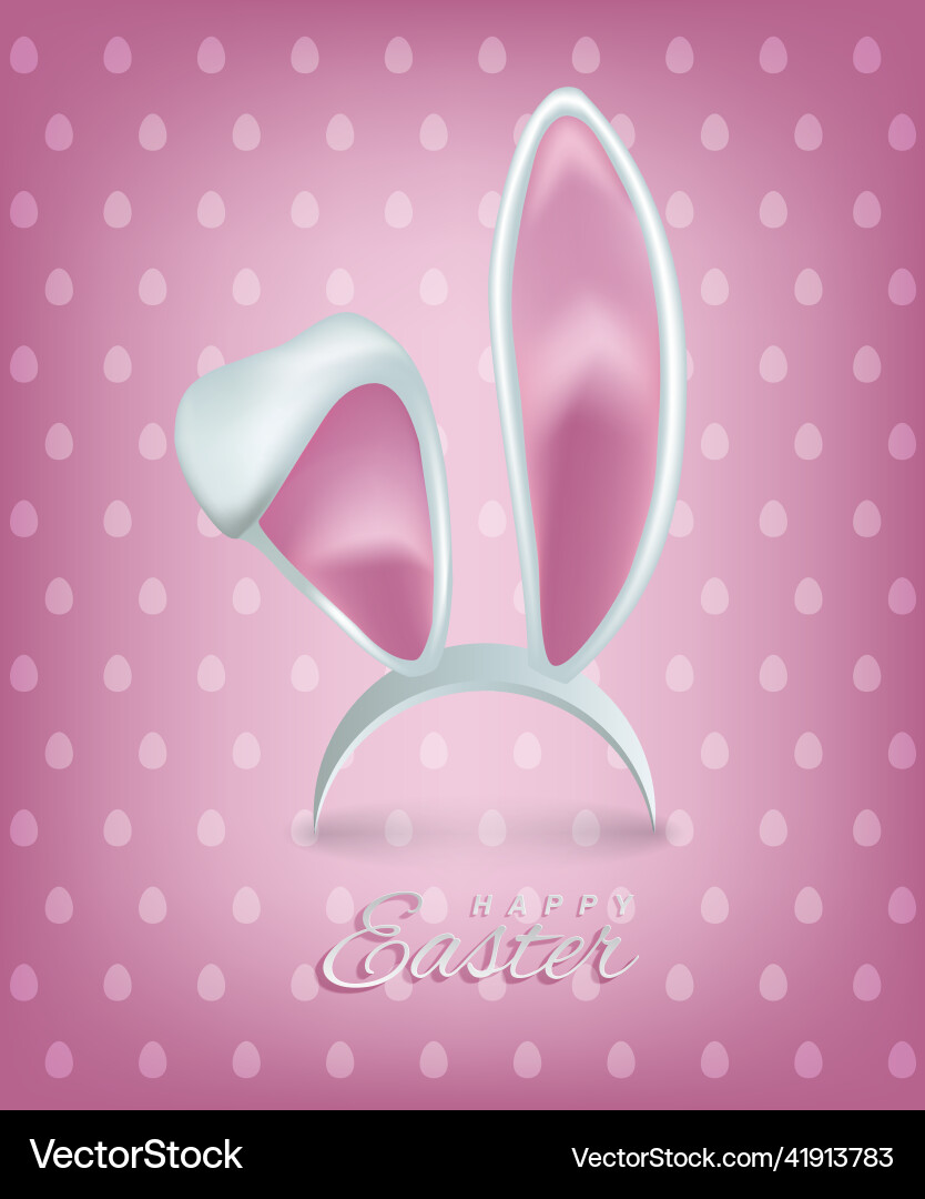 Happy easter text with rabbit ears on pink Vector Image