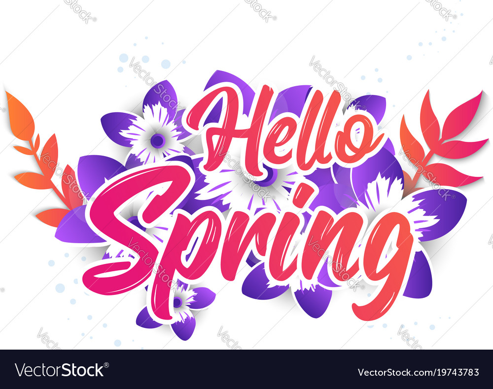 Hello spring concept banner with flowers Vector Image