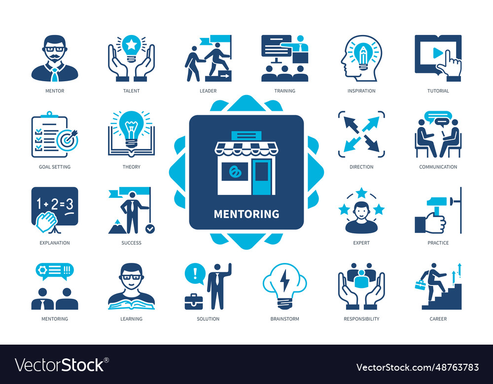 Mentoring solid icon set Royalty Free Vector Image