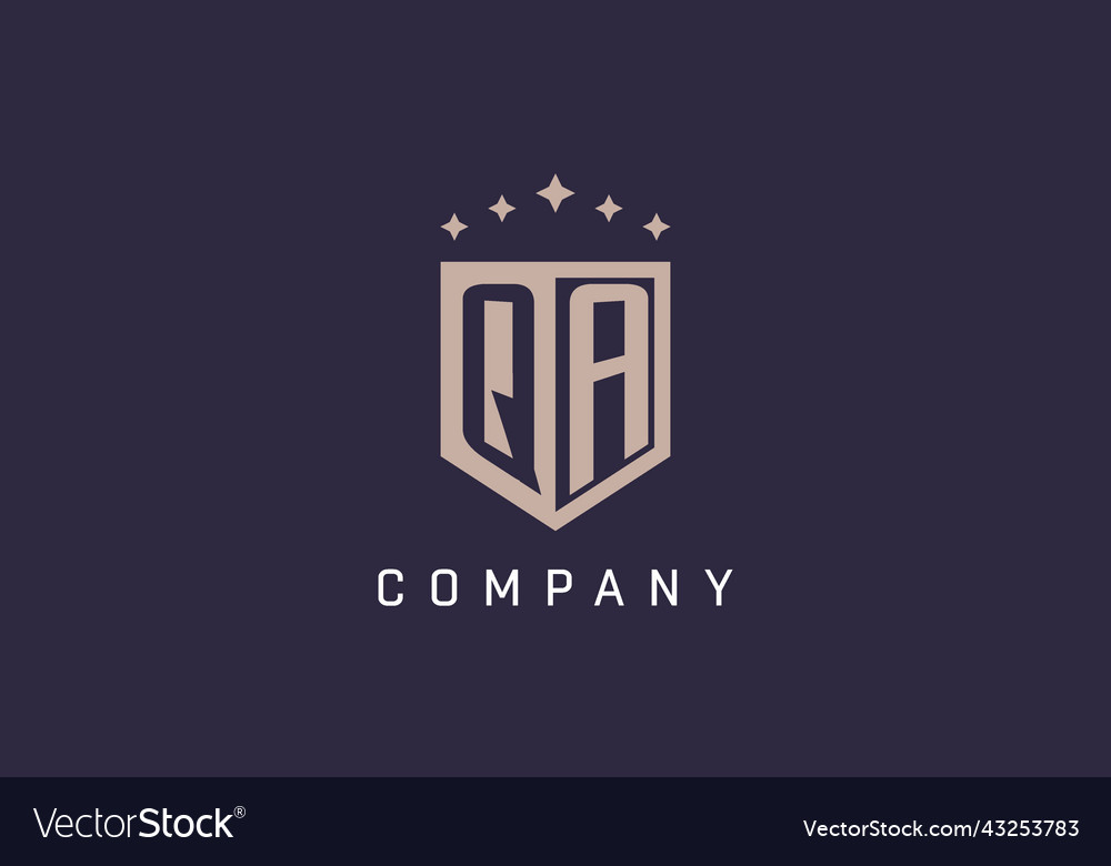 Qa initial shield logo icon geometric style design
