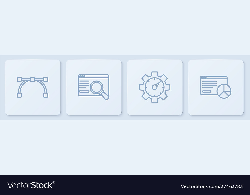 Set Line Bezier Curve Website Statistic Ui Or Ux Vector Image