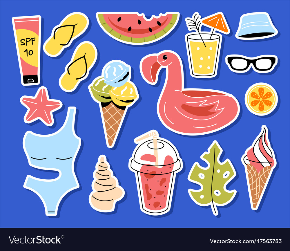 Summer time elements set Royalty Free Vector Image