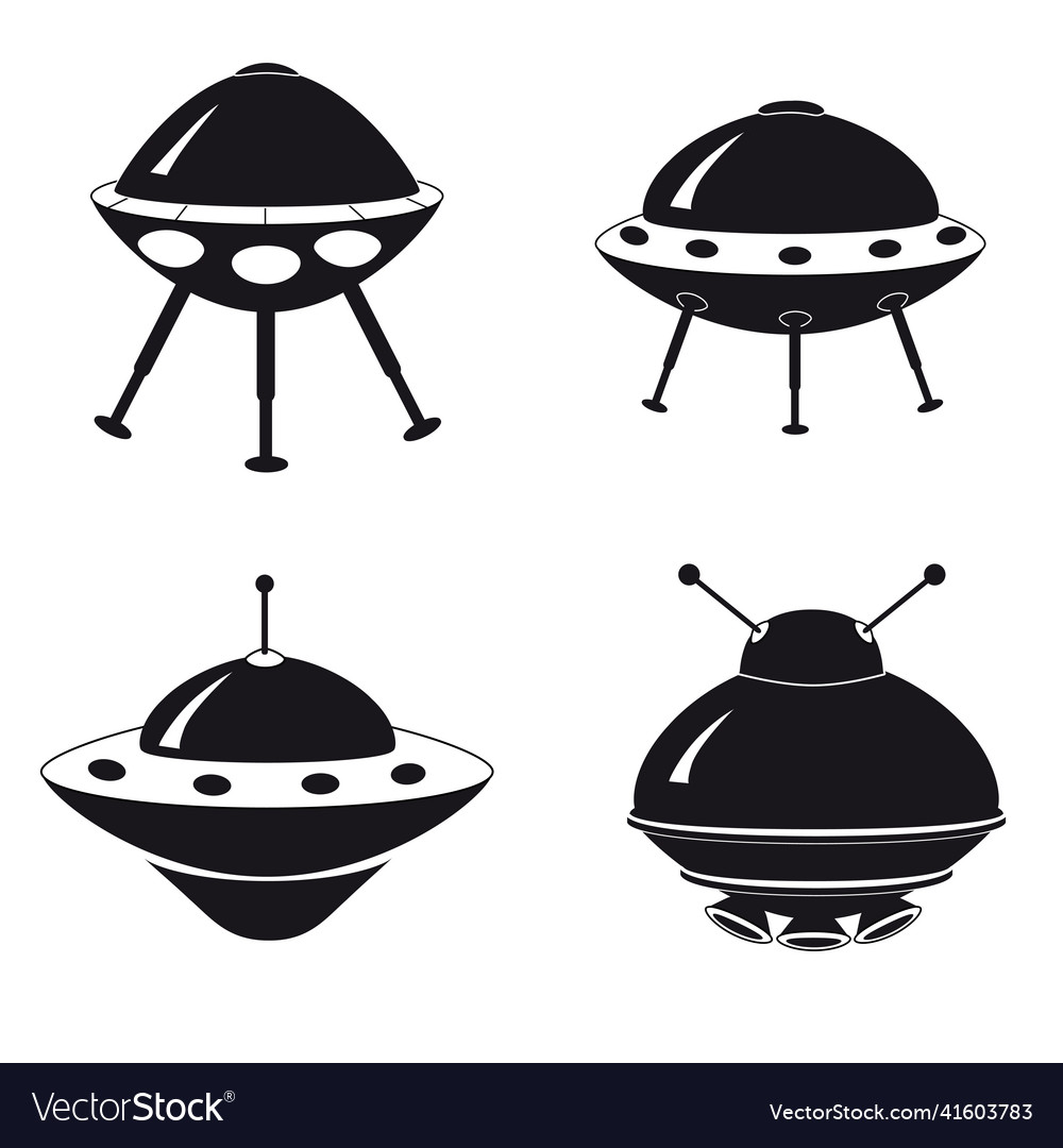 Ufo icon set spacecraft of alien flat Royalty Free Vector Ufo icon set spacecraft of alien flat Royalty Free Vector