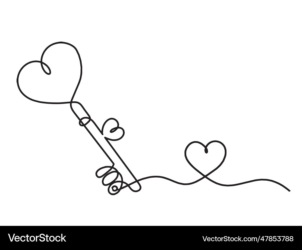 Abstract heart-key with heart as continuous line Vector Image