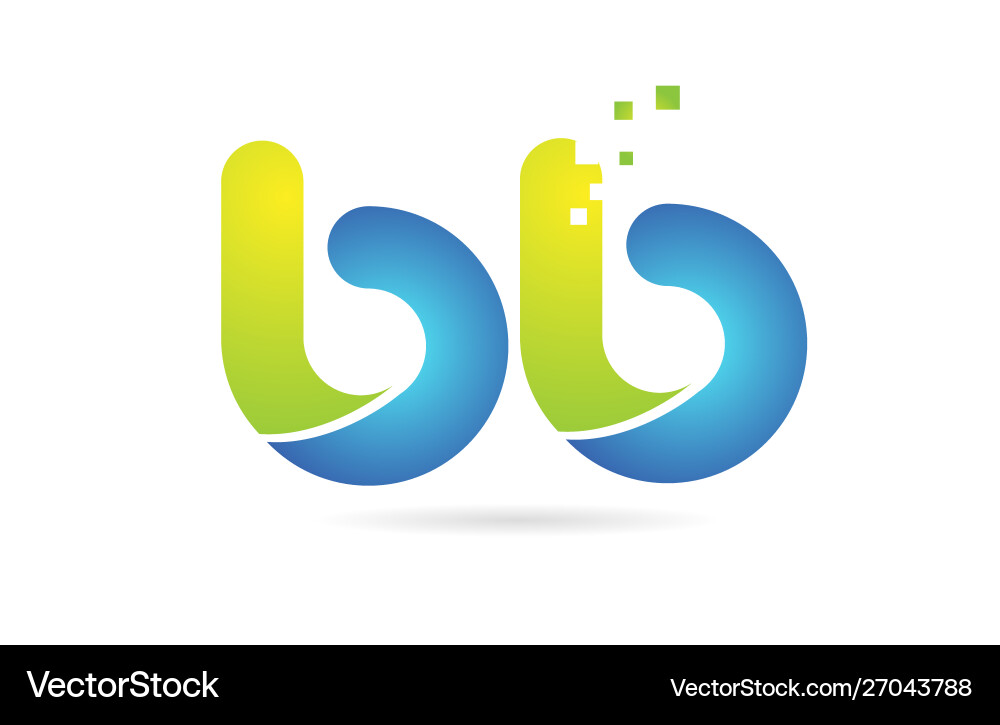 Bb b blue green combination alphabet letter Vector Image
