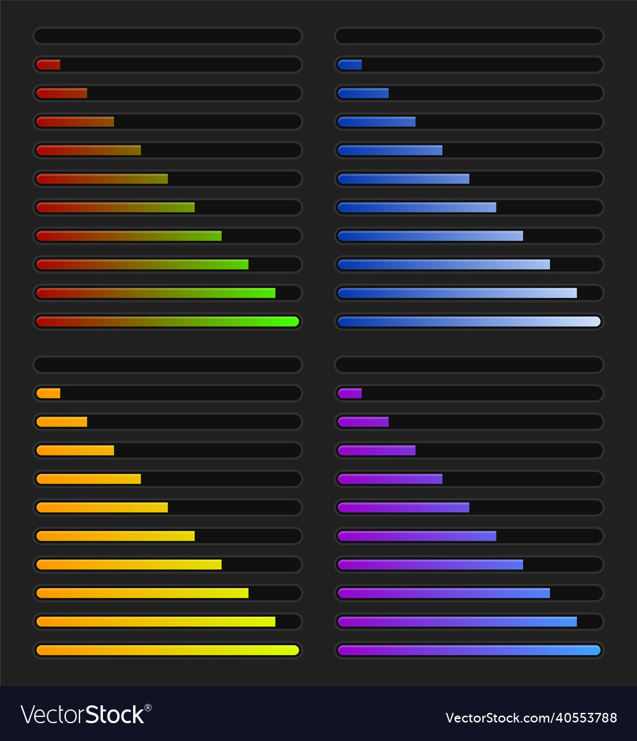 Progress Bars Infographic In Multiple Colors Vector Image