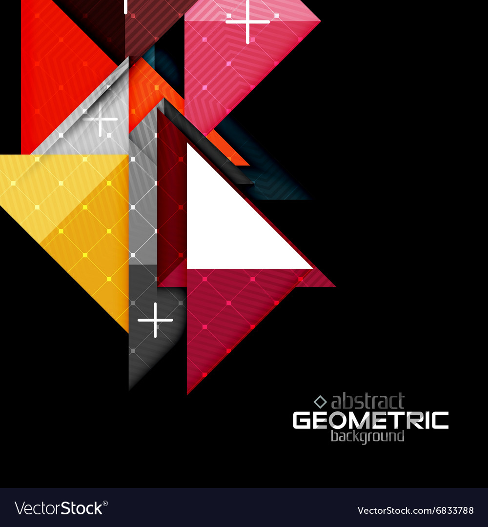 Colorful geometric shapes with texture on black Vector Image