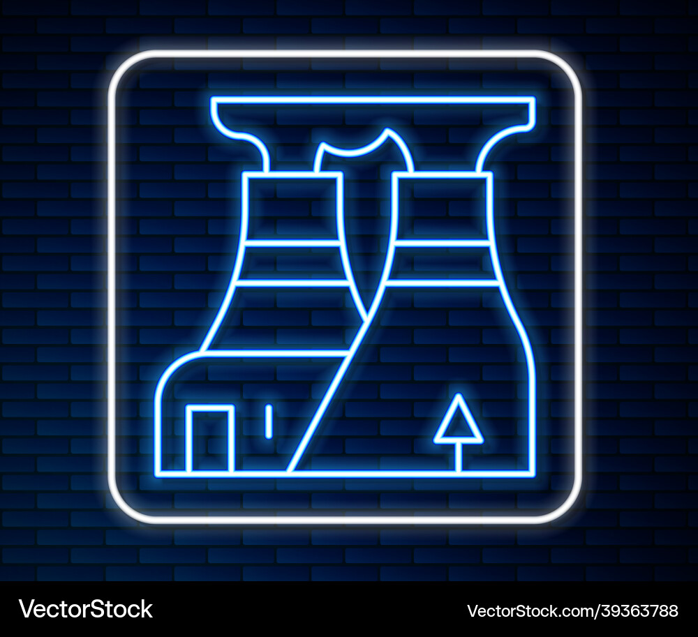 Glowing neon line nuclear power plant icon Vector Image